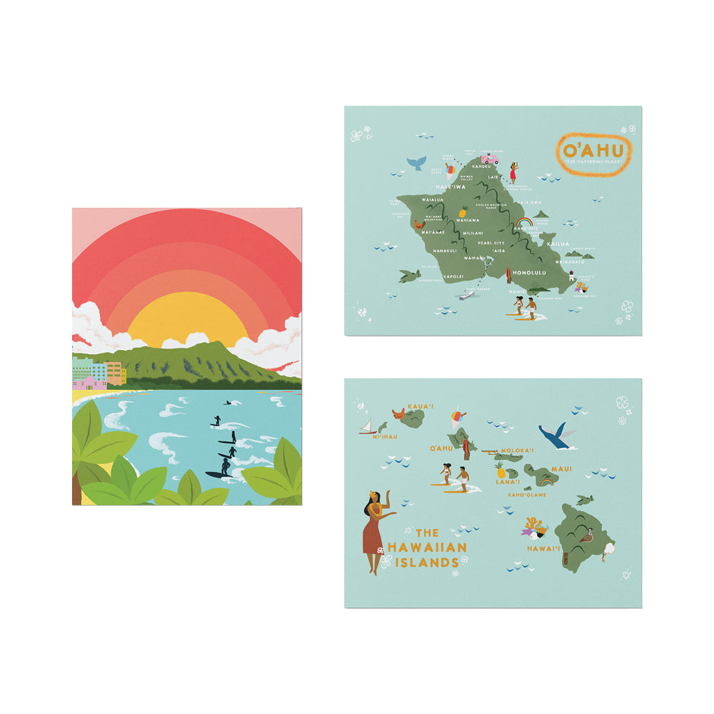 Mid-Century Oahu Greeting Card Set - 6 Count | CocoNene Hawaii