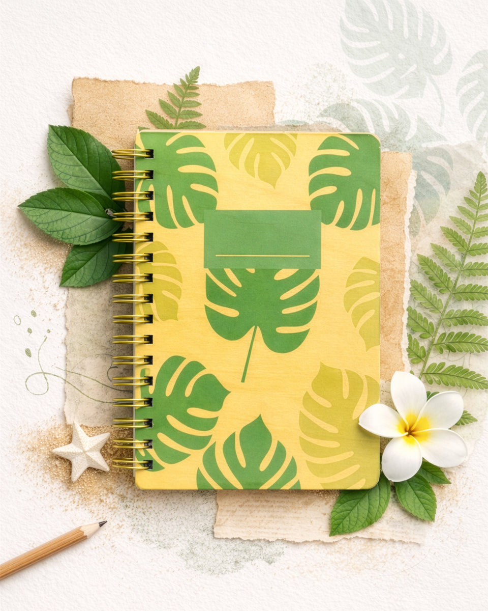 GREEN MONSTERA WOOD NOTEBOOK – CocoNene Hawaii